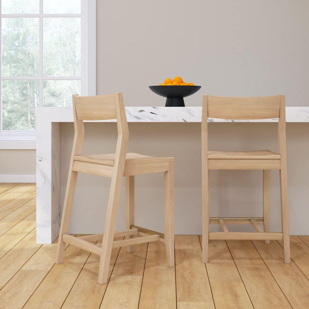 PLANK+BEAM Modern 30 in. Blonde Standard Back Wood Bar Stool (Set of 2 ...
