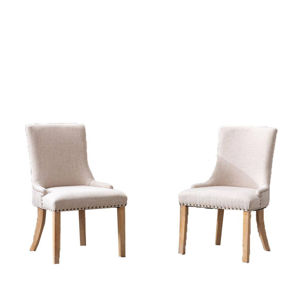 Beige Fabric Side Chair (Set of 2) LC-952277 - The Home Depot