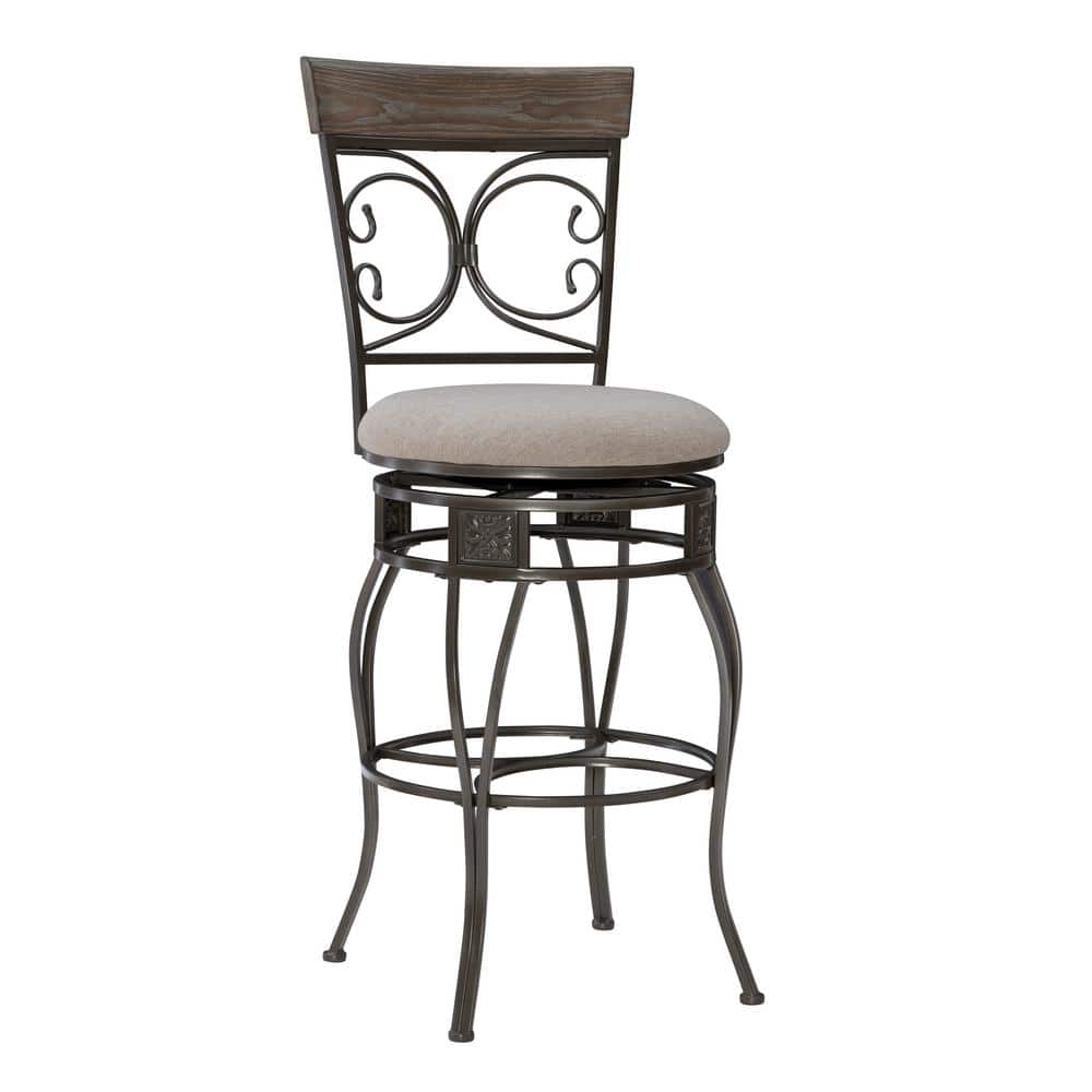Linon Home Decor Labelle Big and Tall Pewter Finish Metal Counter Stool ...