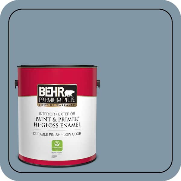 BEHR PREMIUM PLUS 1 gal. #560F-5 Bleached Denim Hi-Gloss Enamel ...