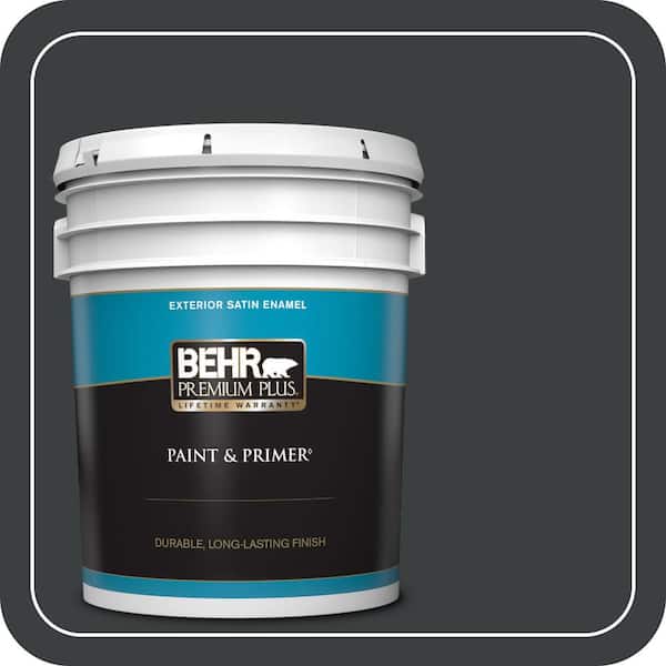 BEHR PREMIUM PLUS 5 gal. #ECC-25-3 Obsidian Stone Satin Enamel Exterior ...
