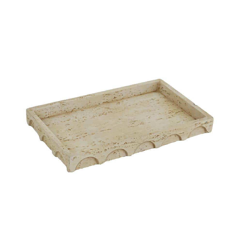 A & B Home Cement Tray with Wave Motif - 13x8x1.5" - Cream 61022 - The ...