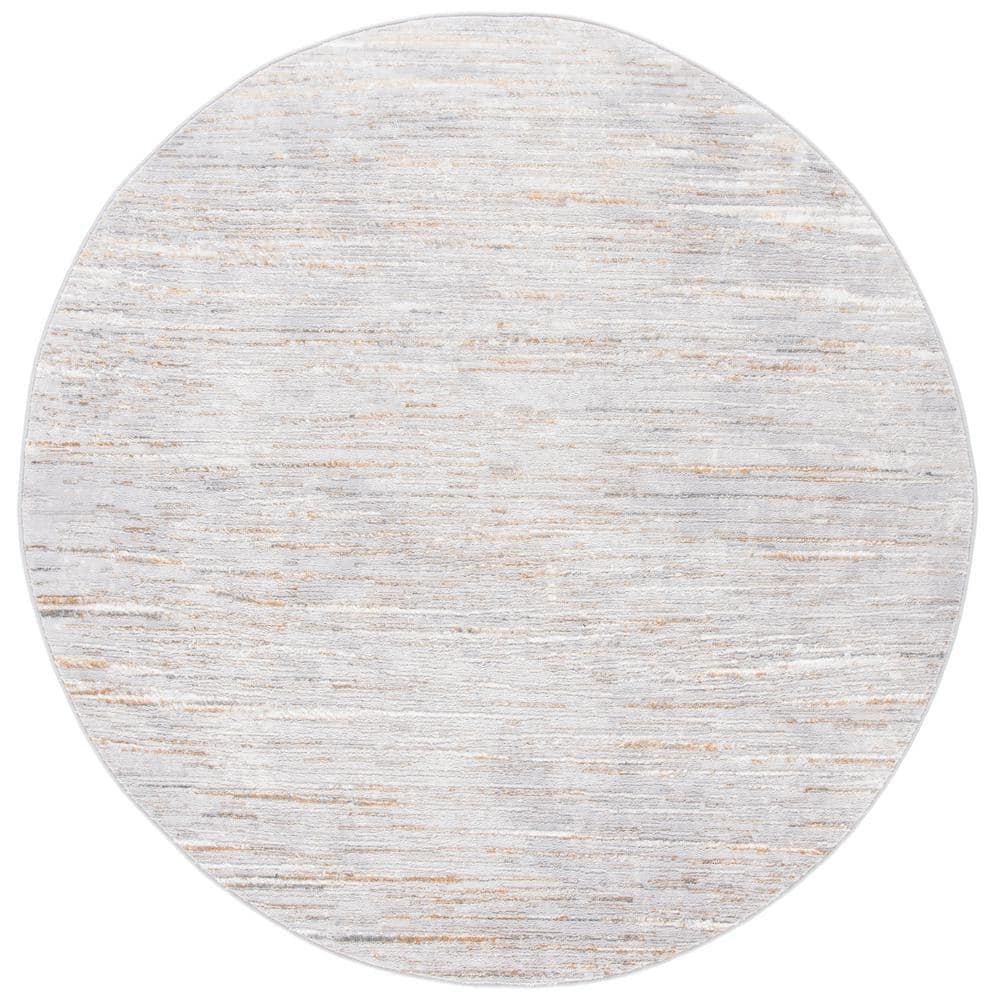 SAFAVIEH Orchard Gray/Gold Doormat 3 ft. x 3 ft. Striped Round Area Rug ...