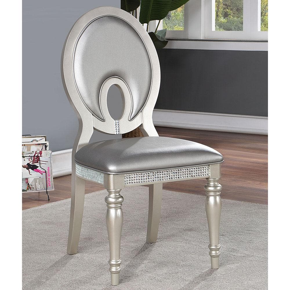 Furniture of America Foxtrail Silver Glam Faux Leather Padded Side ...