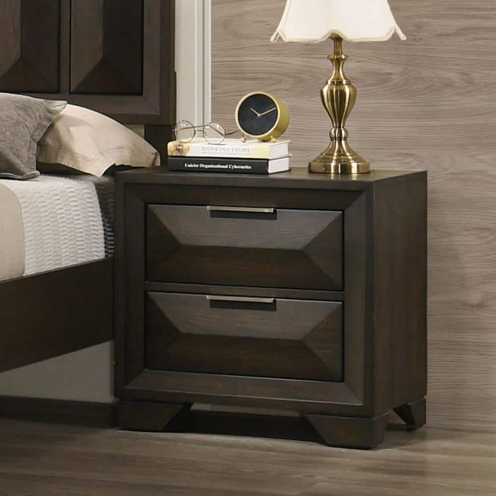 Furniture of America Pinnete Espresso 2-Drawer 23.5 in. W Nightstand ...