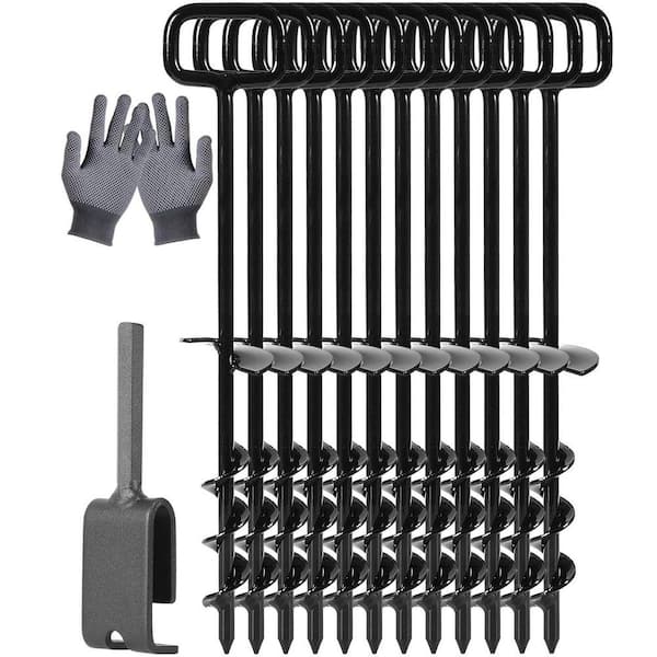 MOEPISY 12PCS 16In Tent Stakes with Heavy Duty Adapter, Screw Ground ...