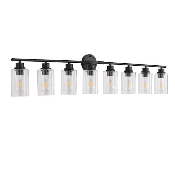 BAOURE 48.62 in. 8 Light Black Vanity Light Fixtures Modern Bathroom ...