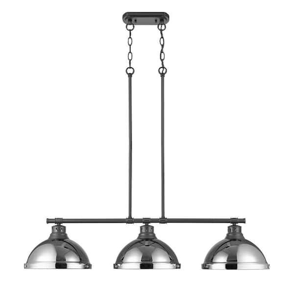 Golden Lighting Duncan 300-Watt 3-Light Matte Black Pendant Light with ...