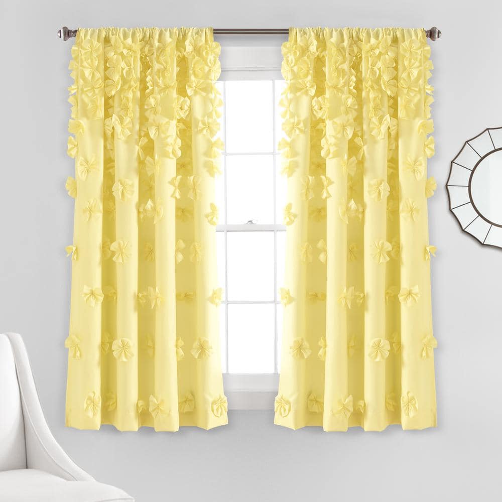 Lush Decor Riley Window Yellow Single 54 in. W x 63 in. L Curtain Panel ...