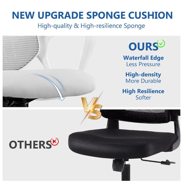 Smugdesk Ergonomic Desk Task Mesh Chair with Armrests Adjustable Height Gray