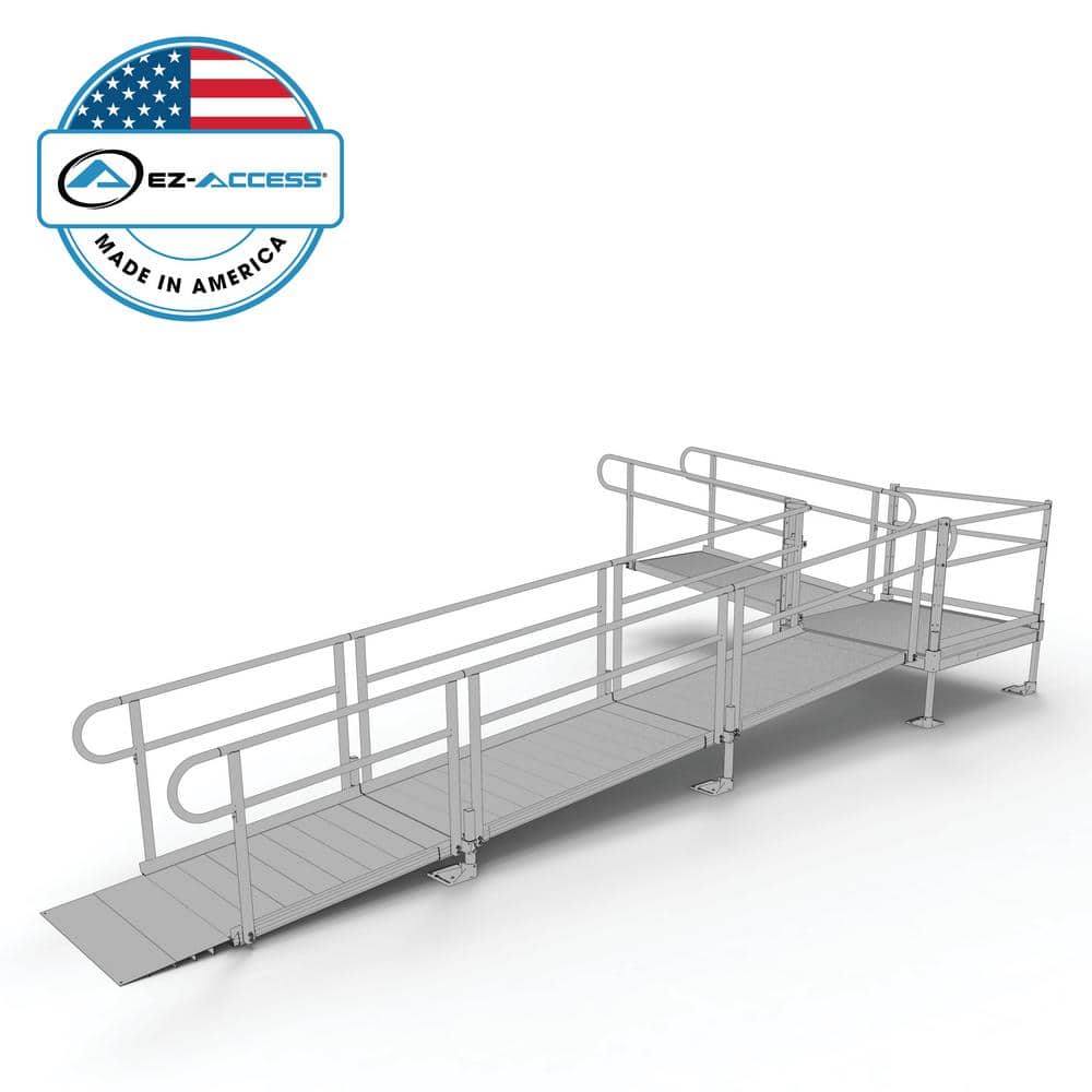 EZ-ACCESS PATHWAY 22 ft. L-Shaped Aluminum Wheelchair Ramp Kit with ...