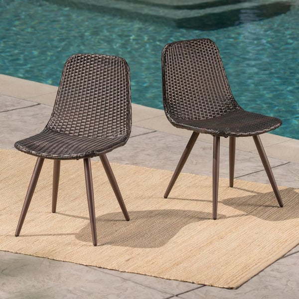 wayofatry 2-Pieces Outdoor Wicker Dining Chairs with Tapered Legs for ...