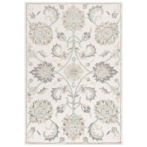 SAFAVIEH Glamour Ivory/Gray 8 ft. x 10 ft. Border Floral Area Rug ...