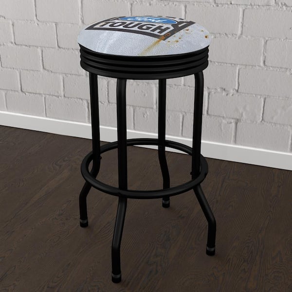 Ford Built Ford Tough 29 in. White Backless Metal Bar Stool with Vinyl ...