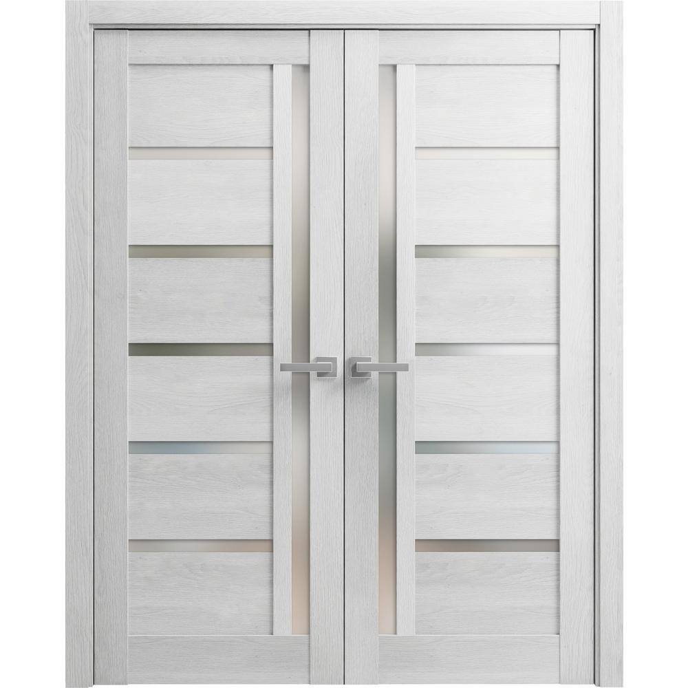 Sartodoors 48 in. x 96 in. 2 Panel Light Grey Oak Color Finished Solid ...
