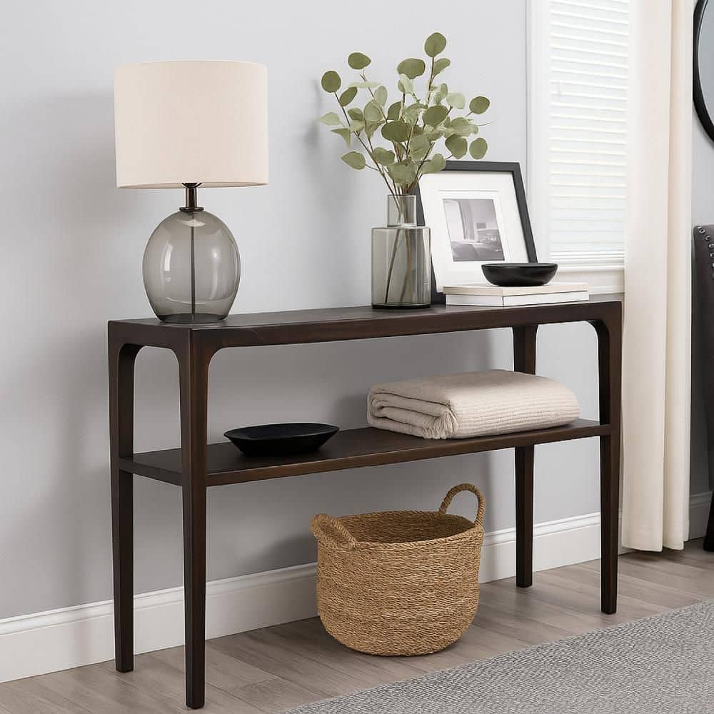 Benjara Geni 48 in. Java Gray Rectangle Pine Wood Parsons Style Sofa ...