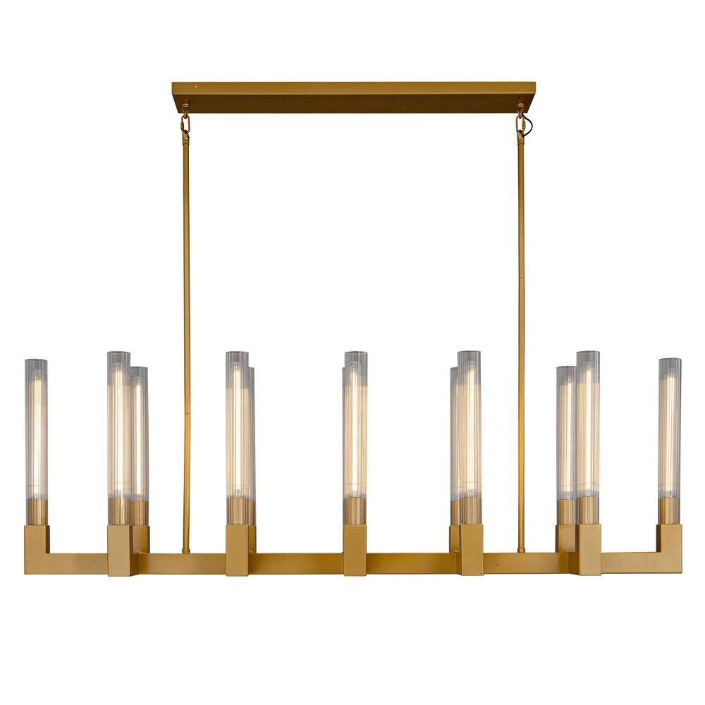 Gleam Flare 68 in. 12-Light Gold Candlestick Chandelier, Modern ...