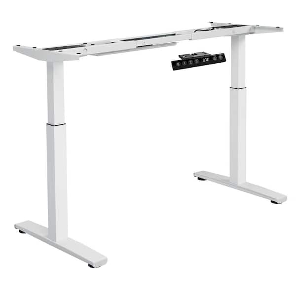 Costway 27 in. White rectangle Electric Standing Desk Frame Dual Motor ...