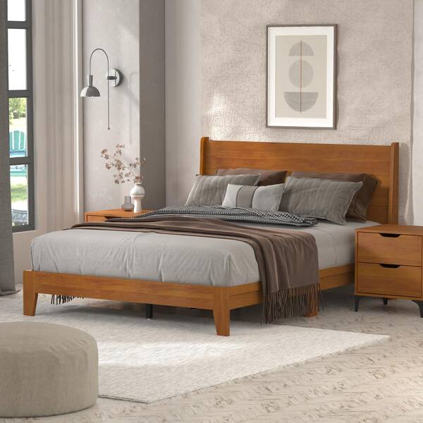 Red Wood Platform Bed