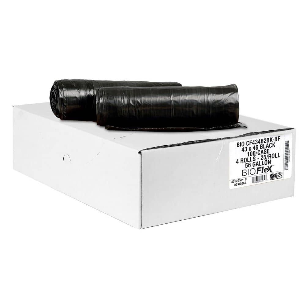 Aluf Plastics 56 Gallon 2.0 MIL (equivalent) Black Heavy Duty Trash ...