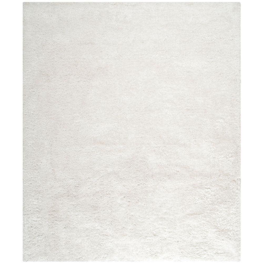 SAFAVIEH South Beach Shag Snow White 8 ft. x 10 ft. Solid Area Rug ...