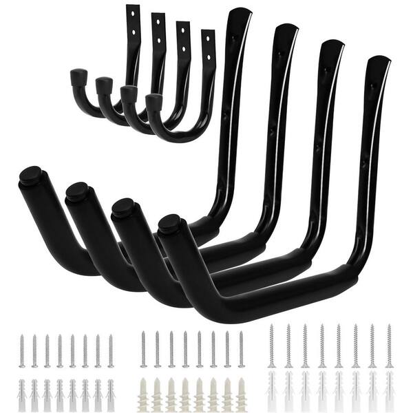 4 Pack 17 in. Black Carbon Steel Heavy Duty Wall Rack with 8 Anchors ...
