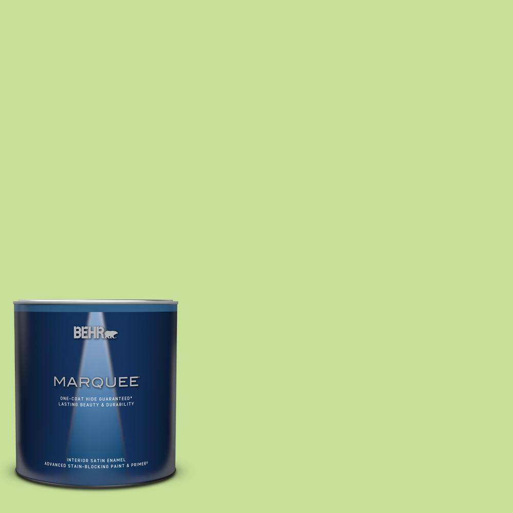 BEHR MARQUEE 1 qt. #420A-3 Key Lime Satin Enamel Interior Paint ...