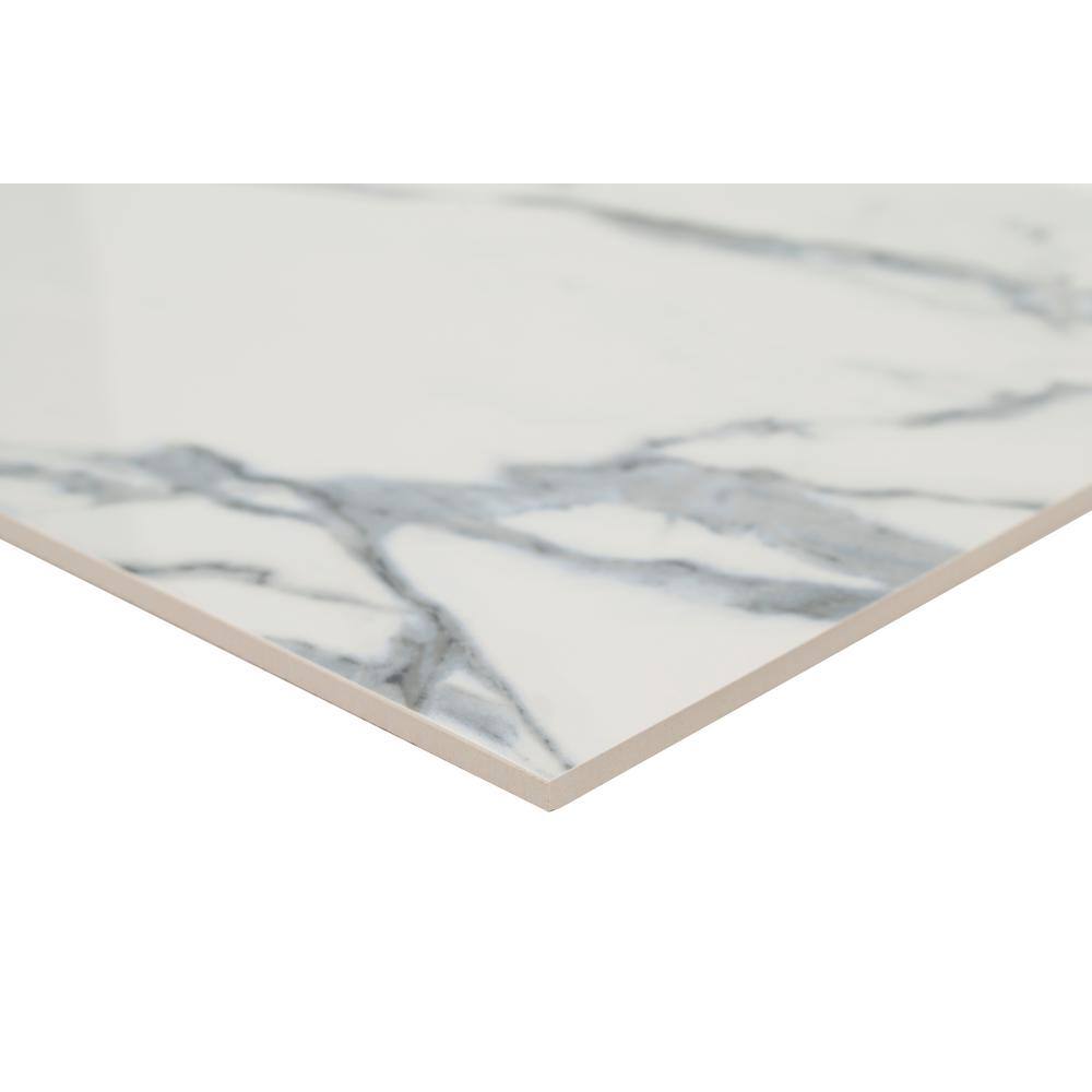Buy Carrara Azul 16 in. x 32 in. Polished Porcelain Stone Look Floor ...