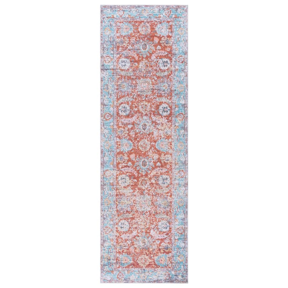 SAFAVIEH Martha Stewart Washable Turquoise/Rust 3 ft. x 8 ft. Machine ...