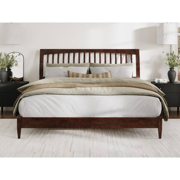 AFI Orleans Walnut Brown Solid Wood Frame King Low Profile Sleigh ...