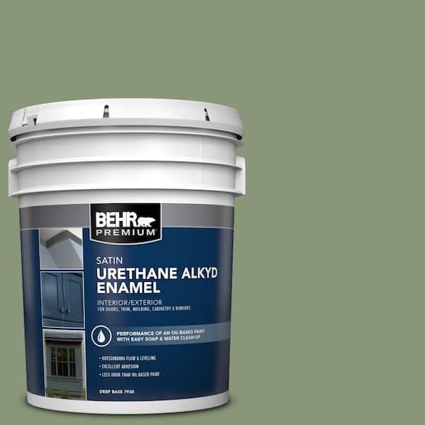 BEHR PREMIUM 5 gal. #S390-5 Laurel Tree Urethane Alkyd Satin Enamel ...