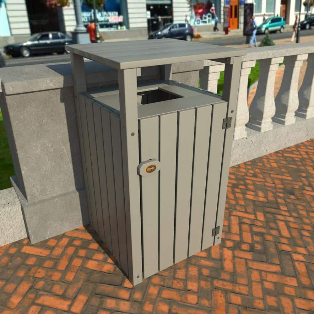 Highwood Commercial 40 Gal. Open Trash Can with Hood CM-TR01HA-CGE ...