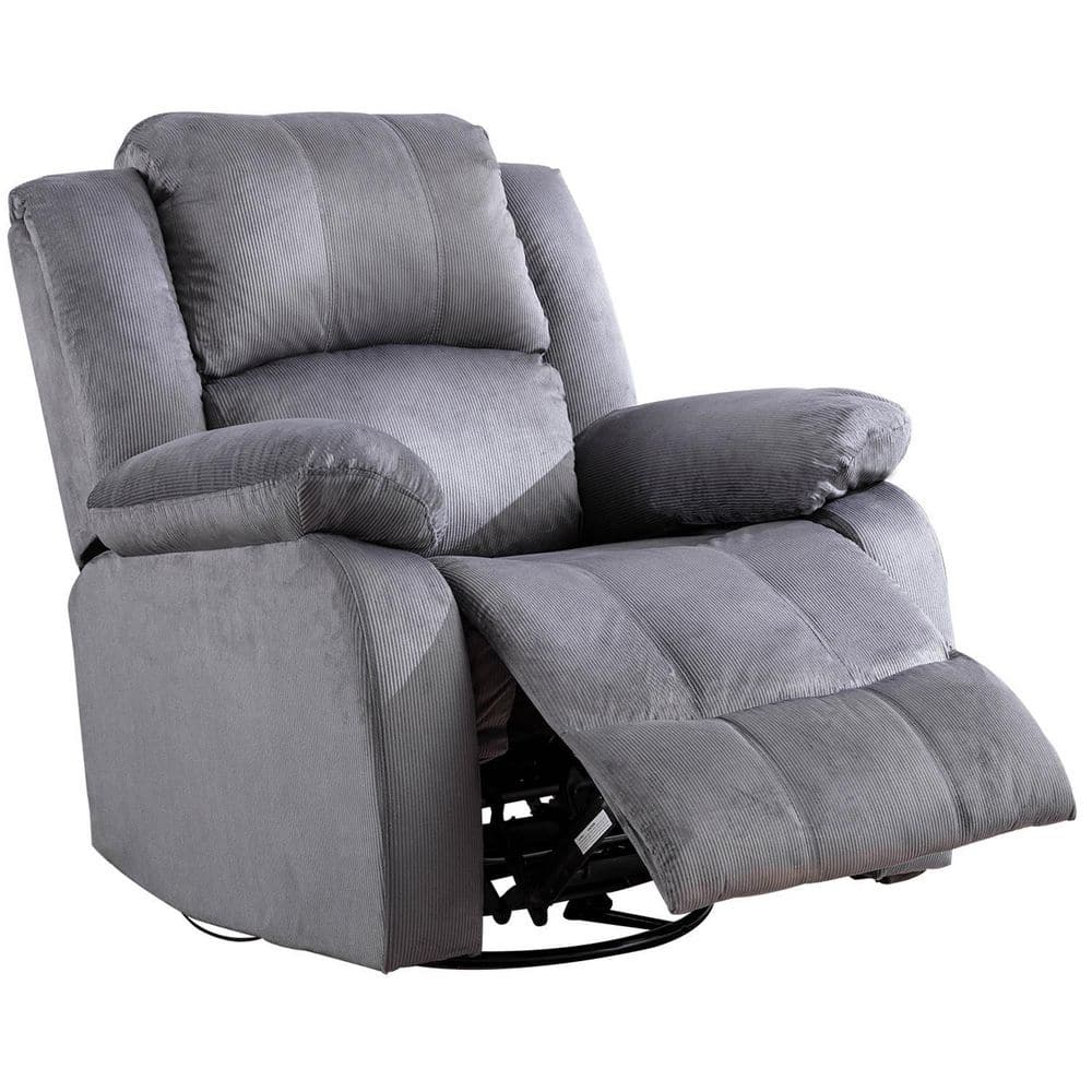 dreamlify Gray Fabric Rocking Recliner Chair, Manual Swivel Glider ...
