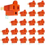 GE 15 Amp Grounded T-shaped Outlet Tap Adapter - Orange 50281