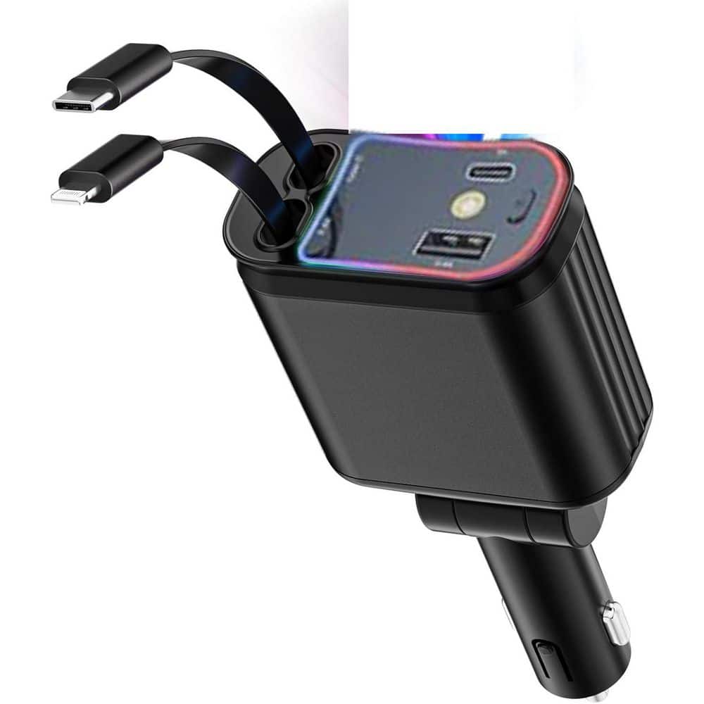 OBJLGEV 66-Watt USB C Car Charger Adapter 4 in 1 Retractable Design ...
