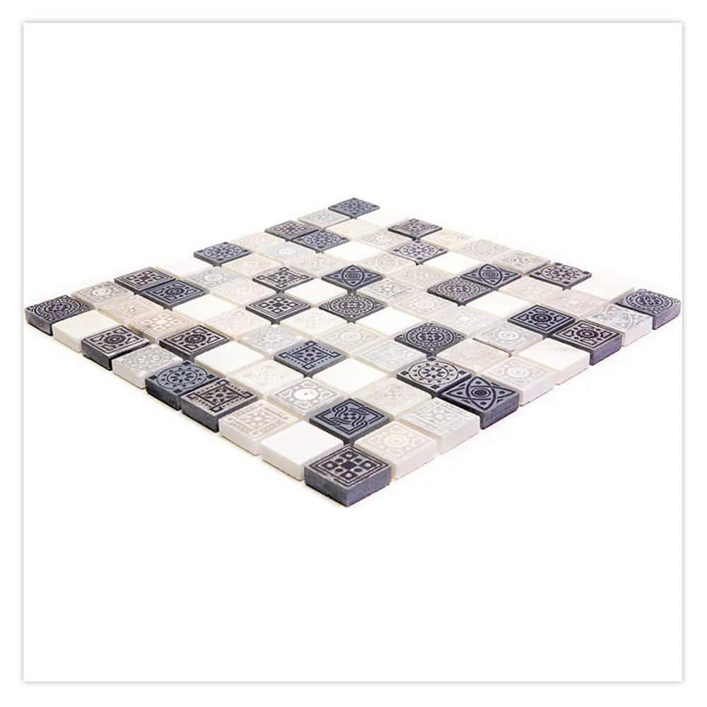 Apollo Tile Artisana 4 in. x 5 in. Textured Black and Ivory White ...