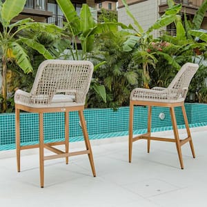 PURPLE LEAF Modern Aluminum Plaid Wicker Woven Counter Height Outdoor ...