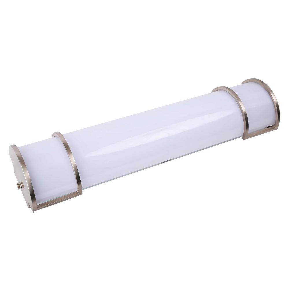 24.75 in. Brushed Nickel LED Vanity Light Bar with White Acrylic Shade ...