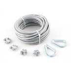 KingChain 1/8 in. x 50 ft. Galvanized Aircraft Cable Kit with Clips and ...