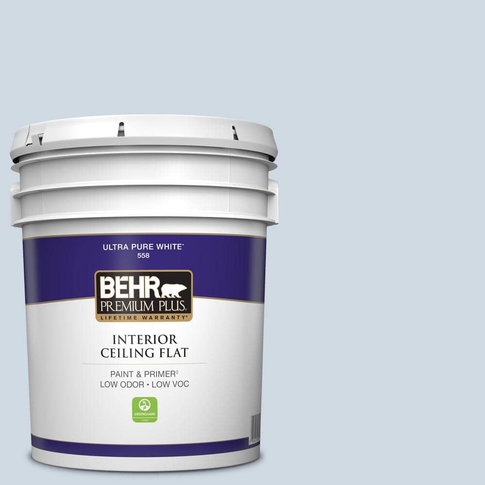 BEHR PREMIUM PLUS 5 gal. #S520-1 Pale Cornflower Ceiling Flat Interior ...