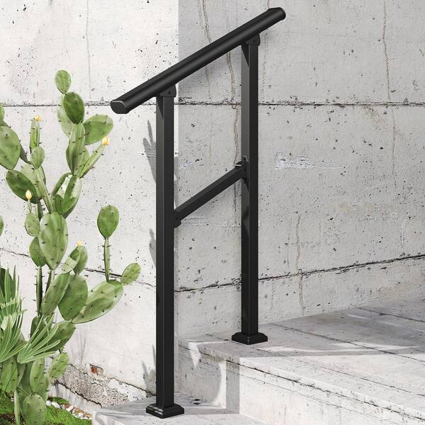 HOMEIBRO 36 in. H x 26.5 in. W Black Wrought Iron Stair Railing Kit ...