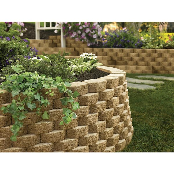 Oldcastle 3 in. x 8.25 in. x 5.5 in. Sand Concrete Retaining Wall Block ...