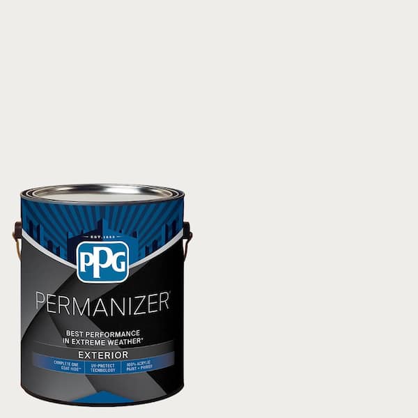 PERMANIZER 1 gal. PPG1172-1 Snow Storm Satin Exterior Paint PPG1172-1PZ ...