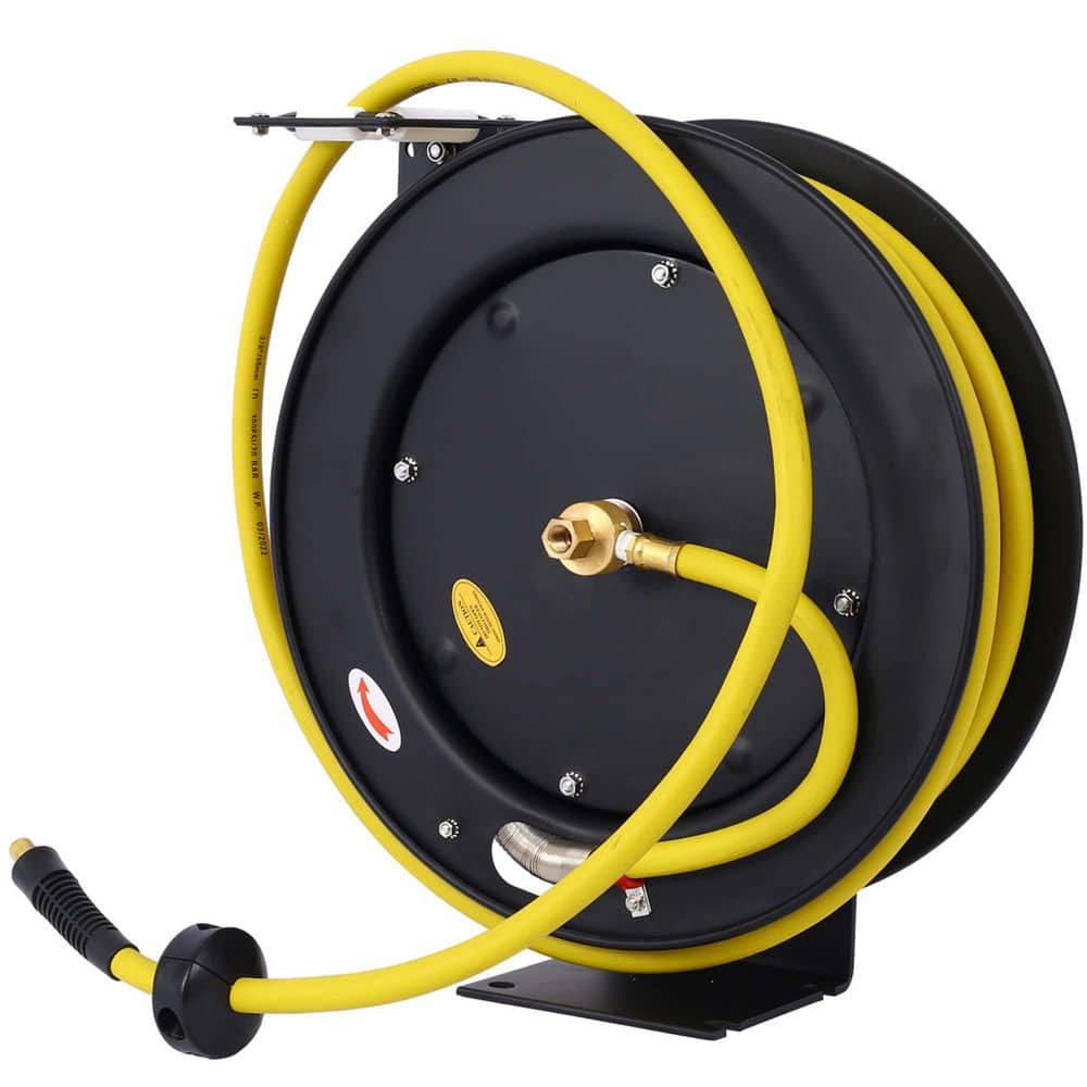 3/8 in. dia x 50 ft. Retractable Air Hose Reel, SBR Rubber Hose, Max ...