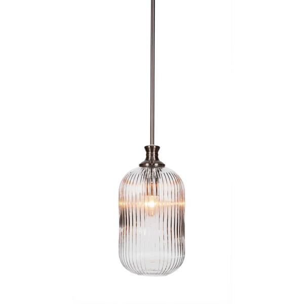 Orleans 60-Watt 1-Light Brushed Nickel Shaded Pendant Light with 8.25 ...