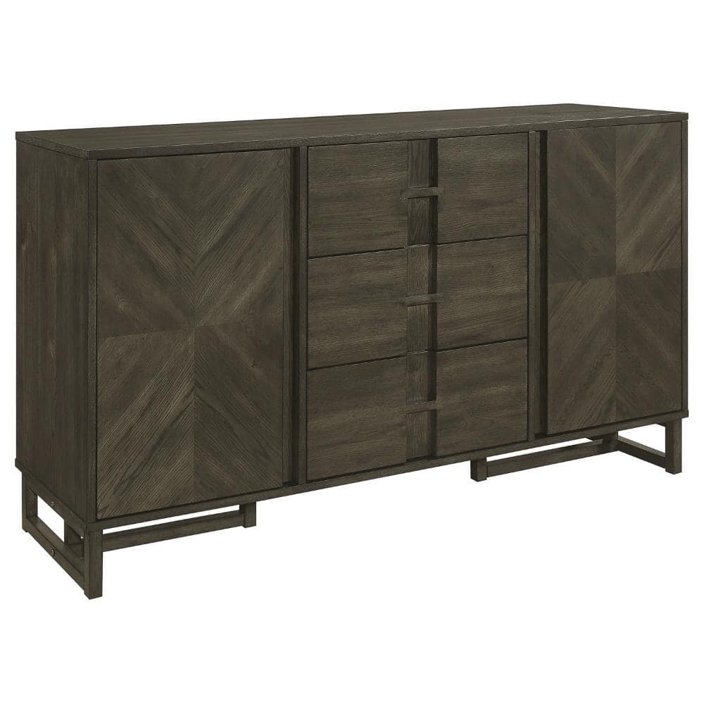 Benjara Cora Gray Wood 63 in. Sideboard Cabinet with 3-Drawers and ...