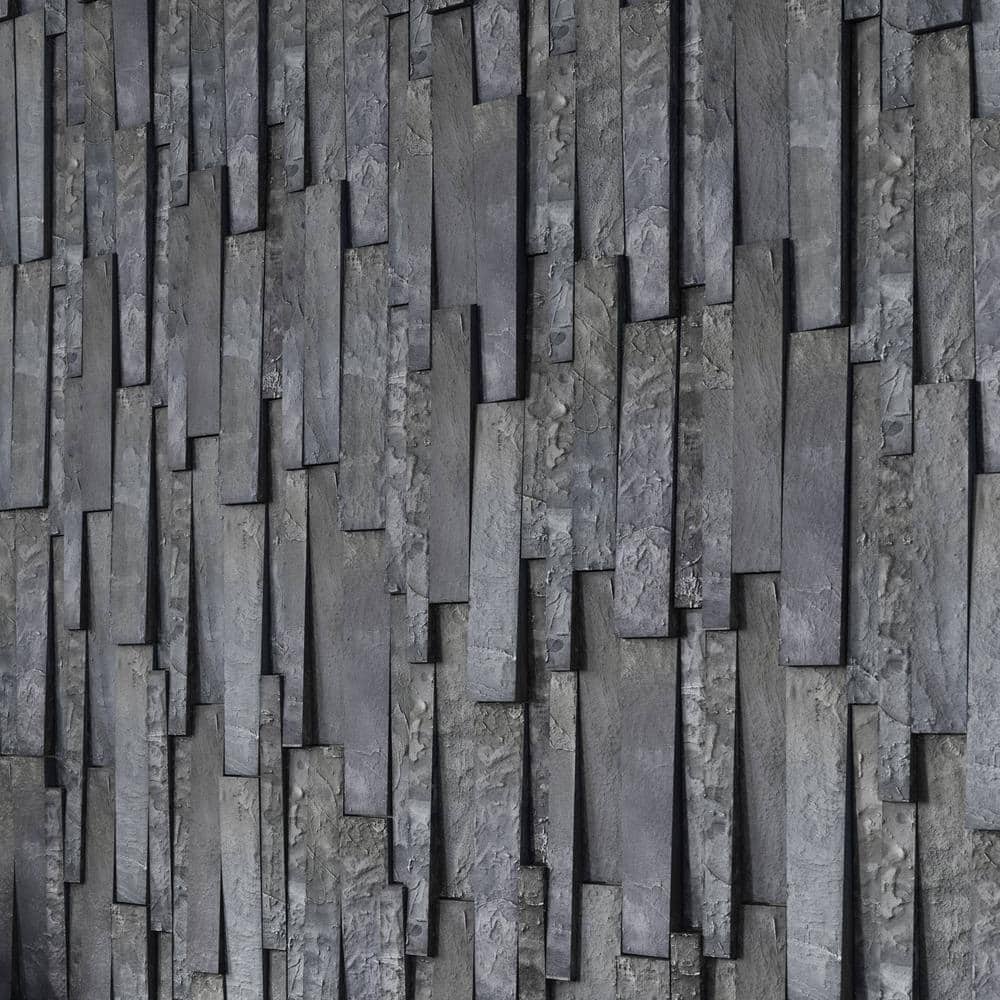 CRUZ BAY STUDIO Linear Lines 6 in. x 12 in. Shadow Black Split Face ...