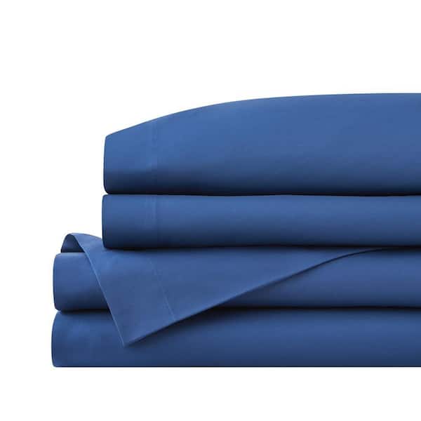 StyleWell Brushed Soft Microfiber Mariner Blue 4-Piece Full Sheet Set ...
