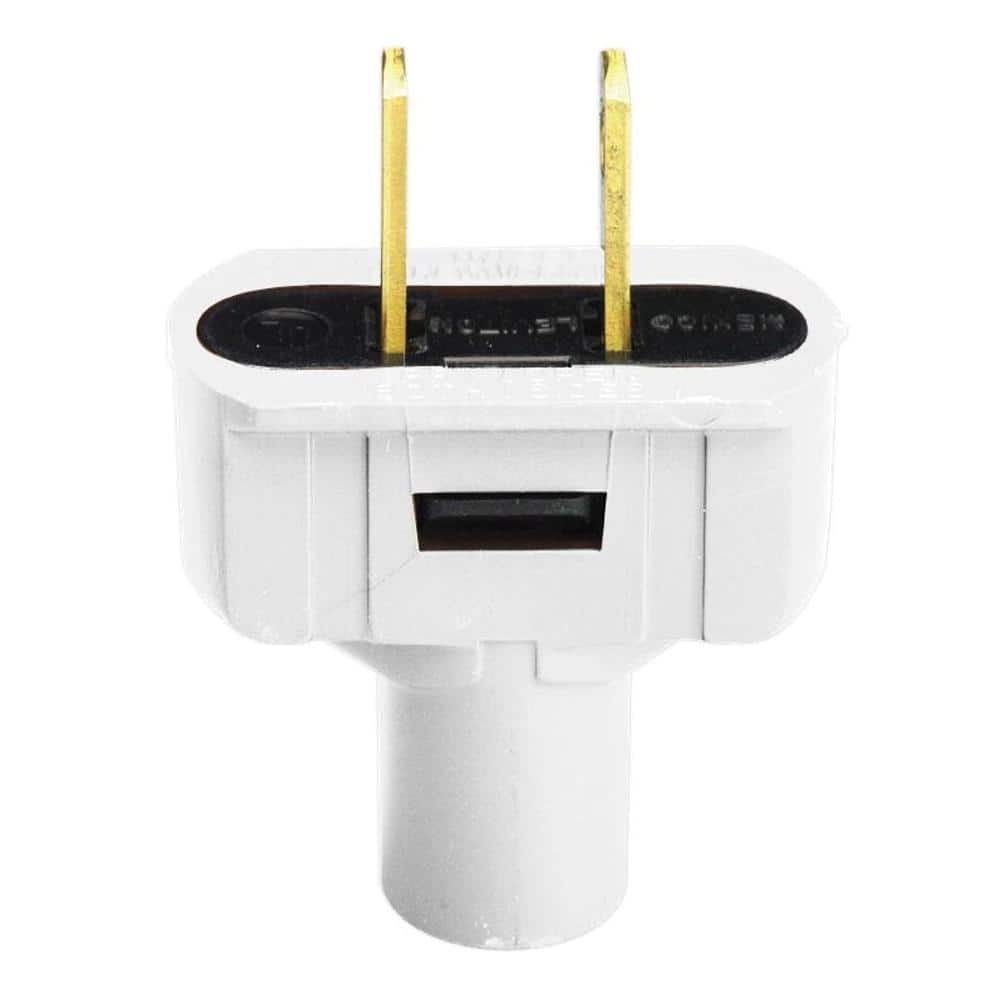 Leviton 15 Amp 2-Pole White Flat Plug 001-48643-00W - The Home Depot