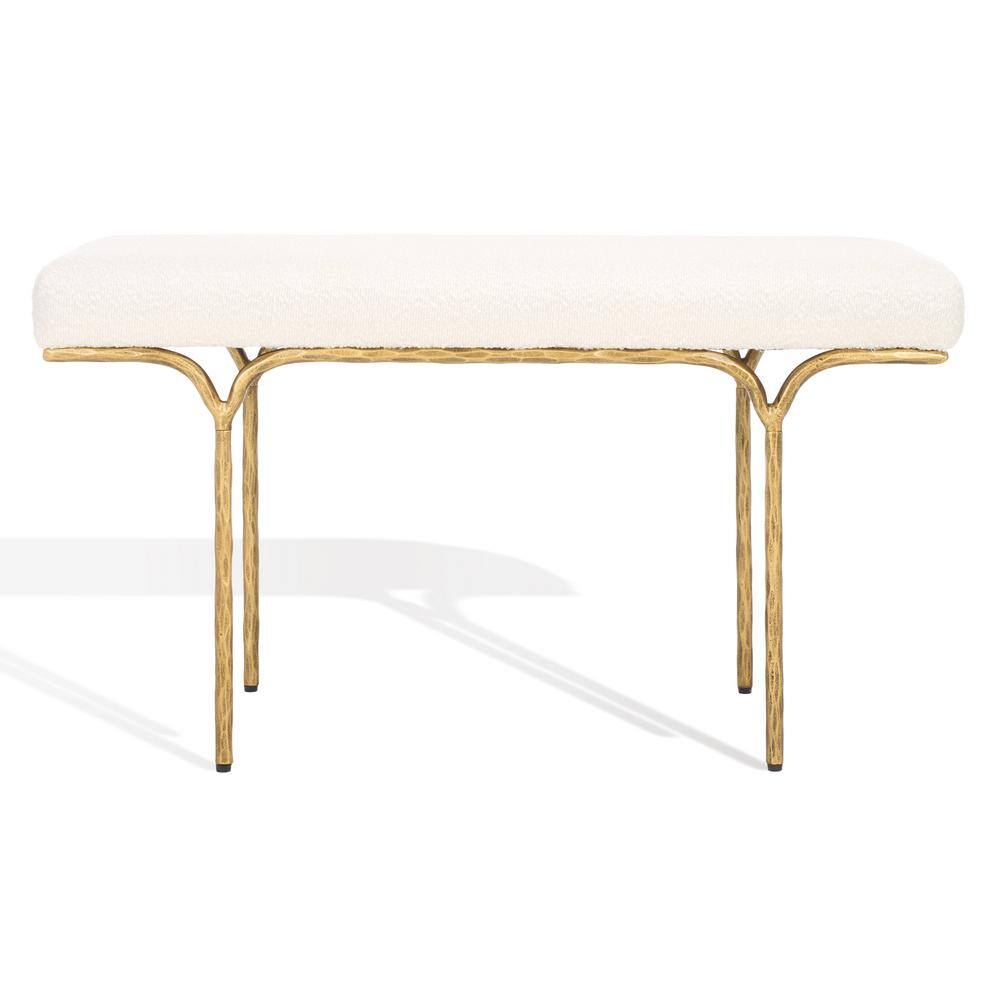 SAFAVIEH Marvin Ivory/Brass Entryway Bench 36 in. SFV9529A - The Home Depot